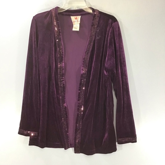 Quacker Factory | Tops | Quacker Factory Open Front Velour Cardigan ...